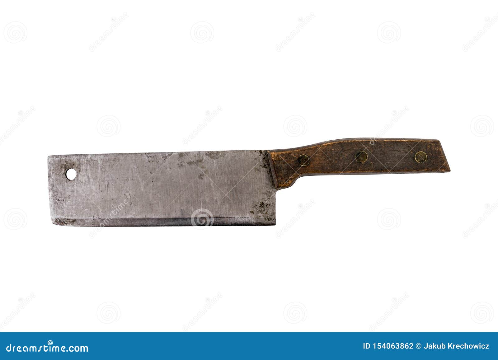 Old Meat Cleaver Isolated on White Background Stock Photo - Image of ...