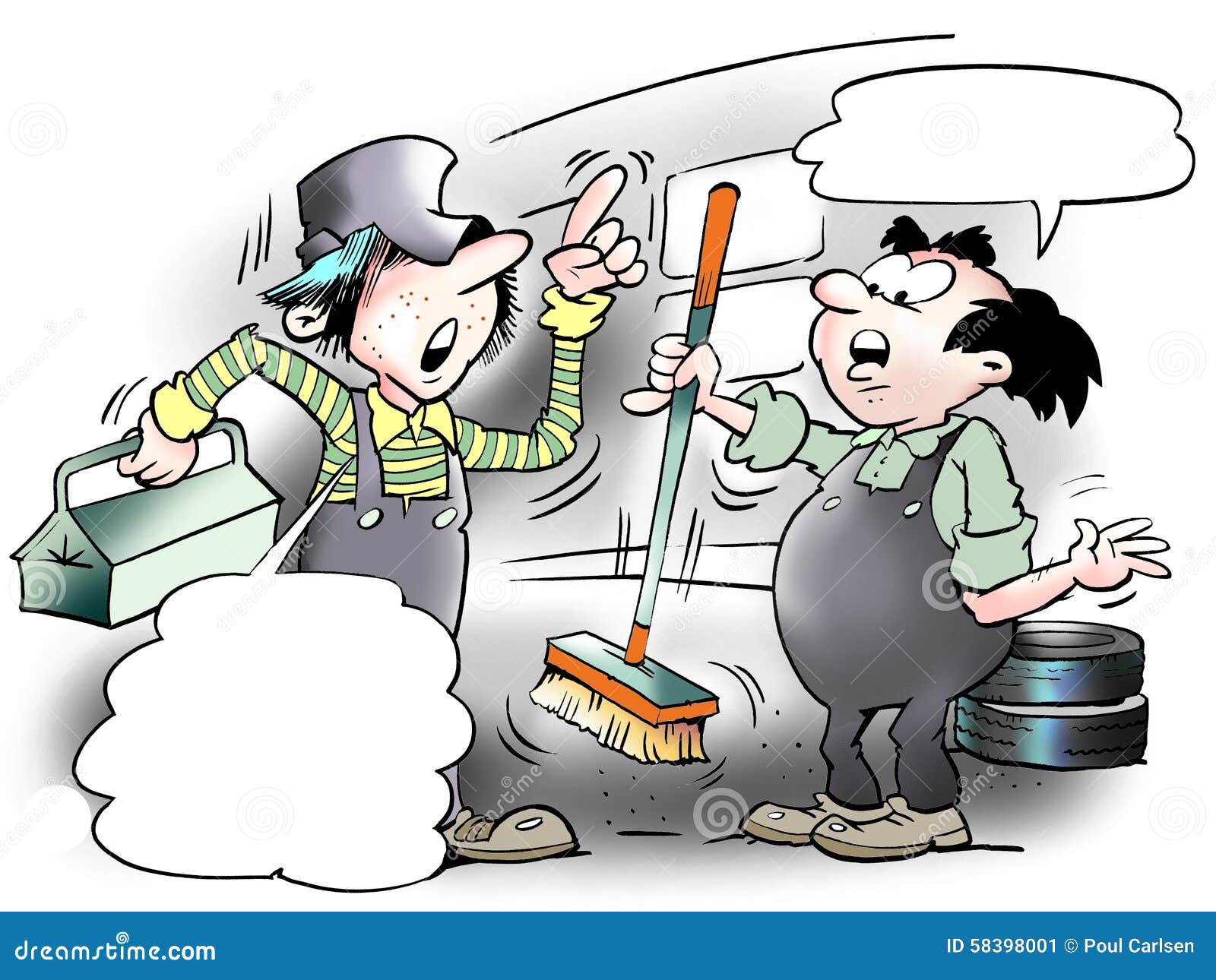 Old Mechanic Costing Around with Young Mechanic Stock Illustration ...