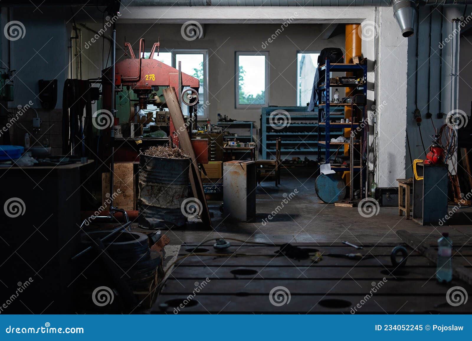 Old Mechanic Workshop with Tools and Machinery Stock Image - Image of ...