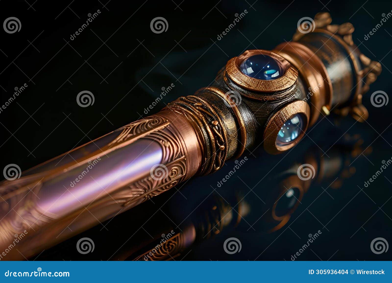 An Old Mechanical Device Laying on a Reflective Surface with Some Small ...