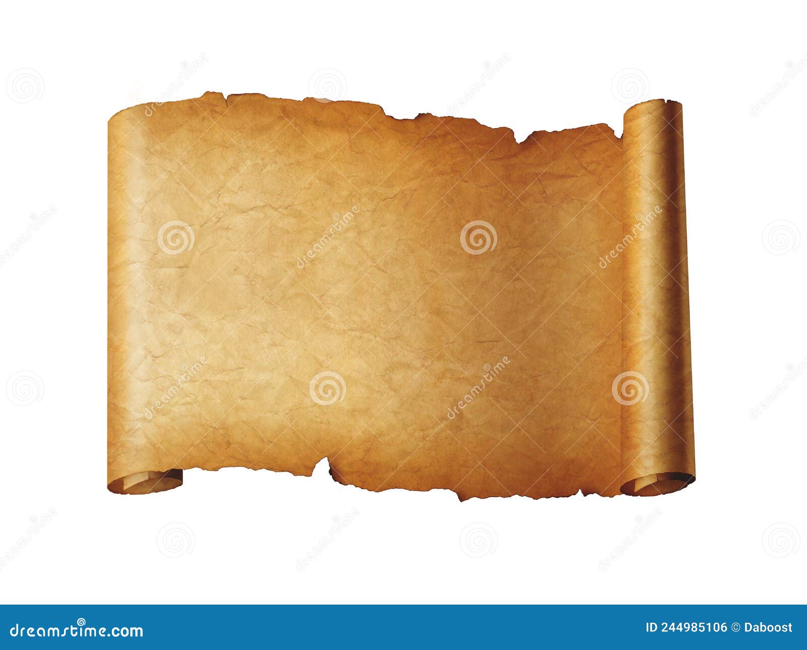 Old Mediaeval Paper Sheet. Parchment Scroll Isolated On White With ...