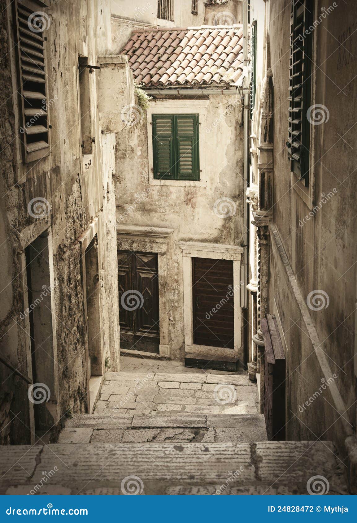 Old medieval alley stock photo. Image of estate, night - 24828472
