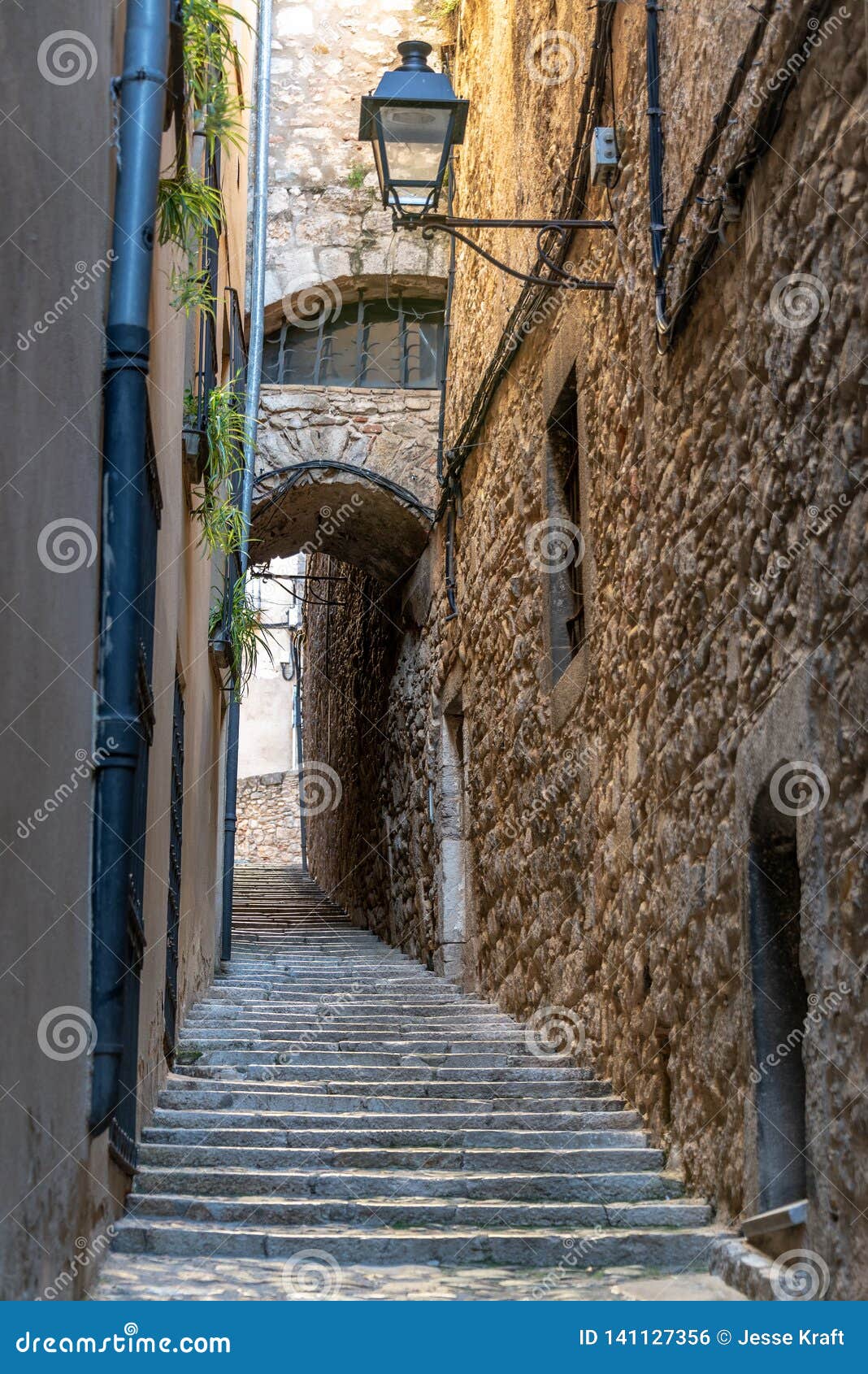 Old Medieval Alley in Girona, Spain Stock Photo - Image of tourism ...
