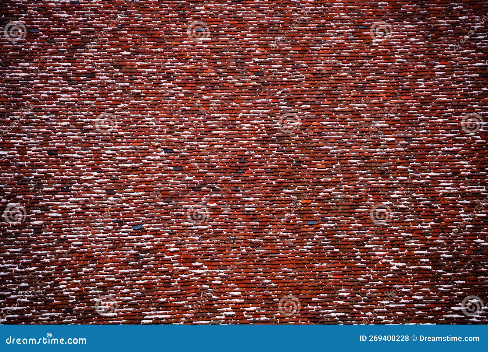 Old Medieval Building Tile Roof Pattern Texture with Snow Stock Photo ...