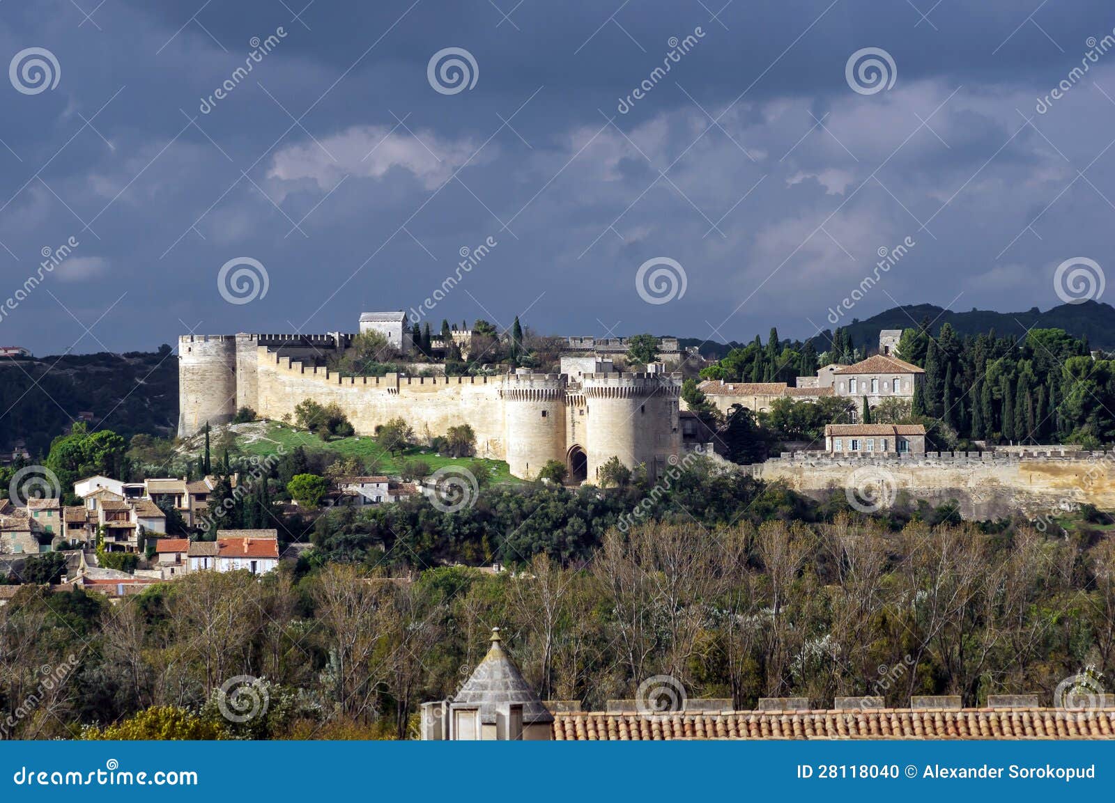 Old Medieval Castle in Avignon, France. Stock Photo - Image of medieval ...