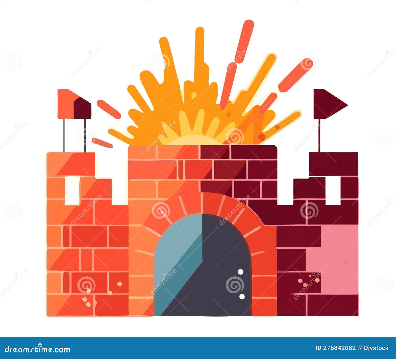 Old Medieval Castle in Fire Stock Vector - Illustration of isolated ...