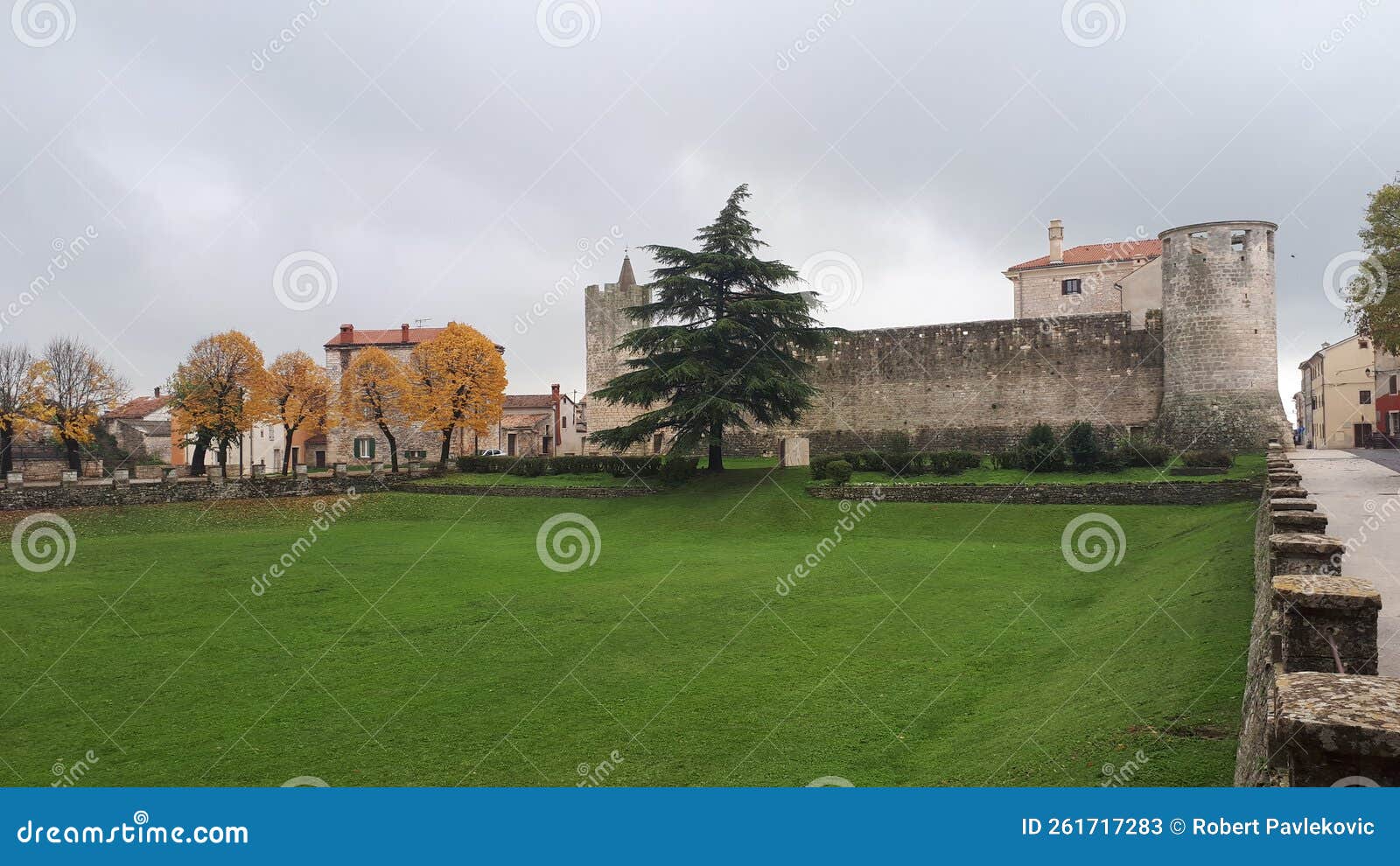 Old Medieval Castle Grass Autumn Stock Image - Image of house ...