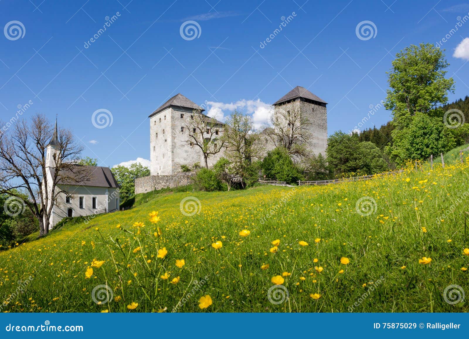 Old Medieval Castle, Kaprun, Austria Stock Image - Image of bridge ...