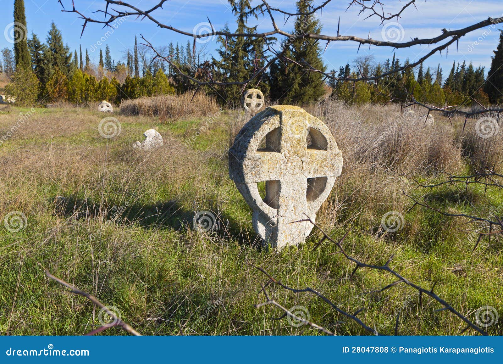 Old Medieval Cemetery in Europe Stock Photo - Image of cross, halkidona ...