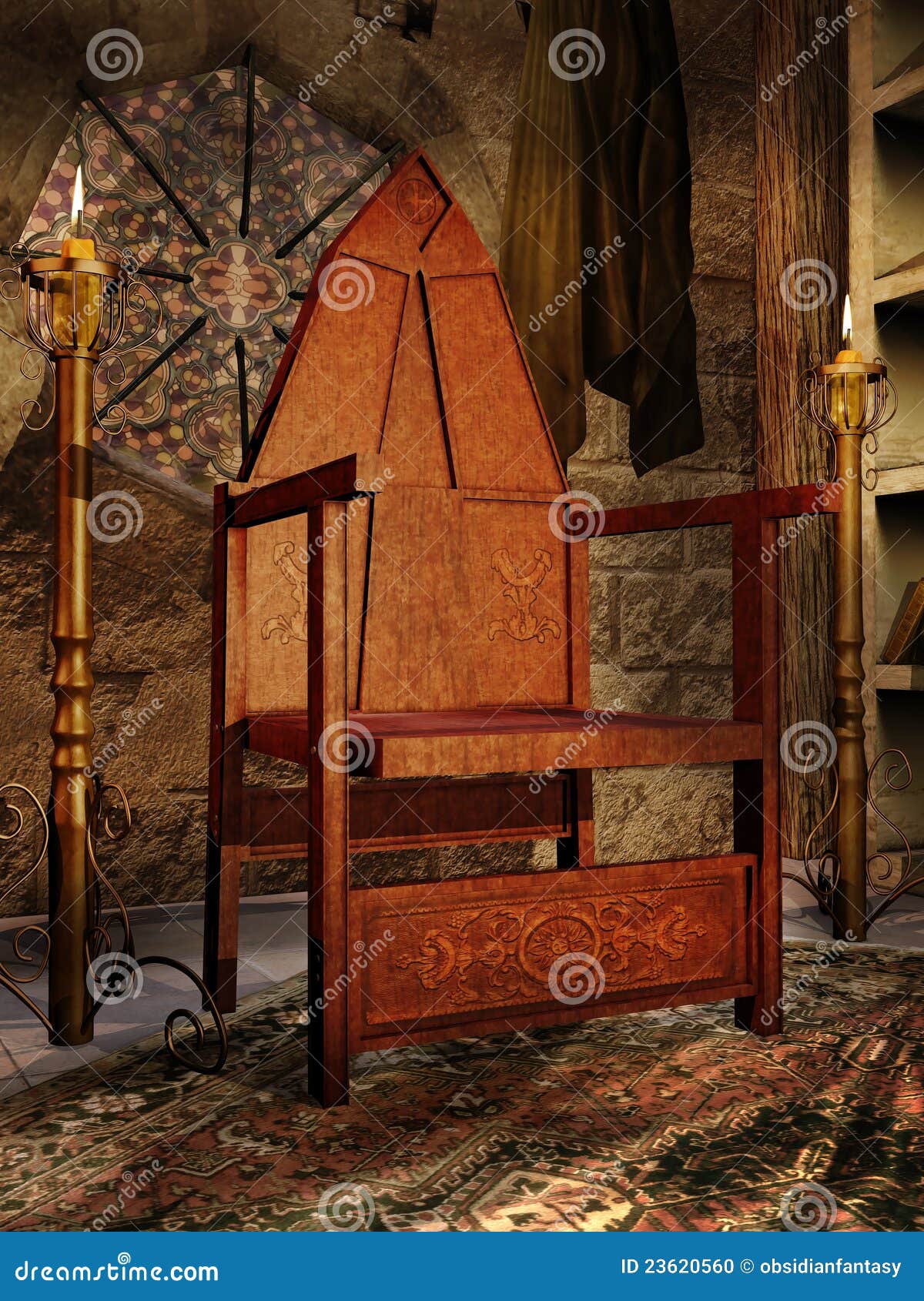 Old medieval chair stock illustration. Illustration of medieval - 23620560