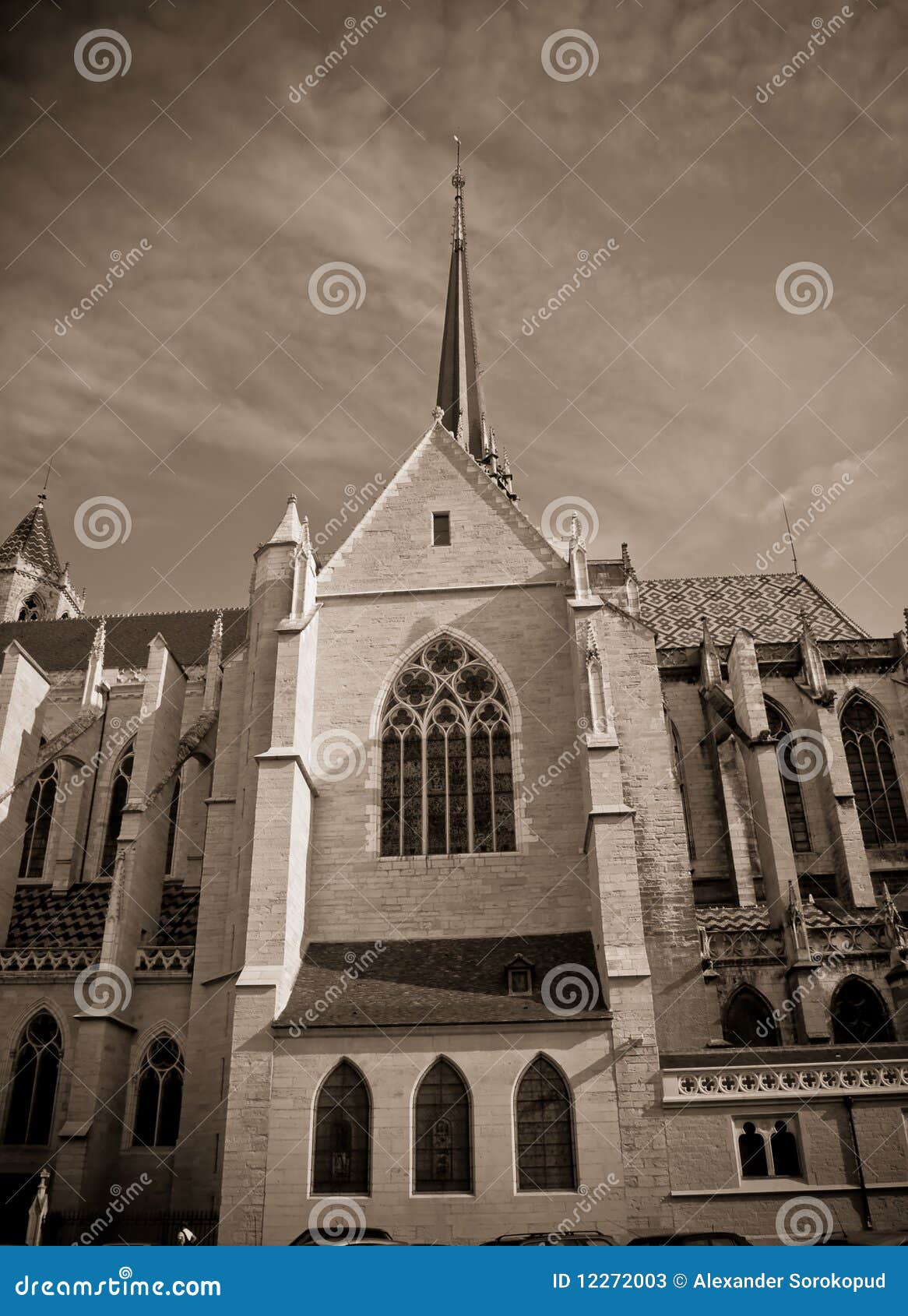 Old Medieval Church in Sepia Colors. Stock Image - Image of village ...