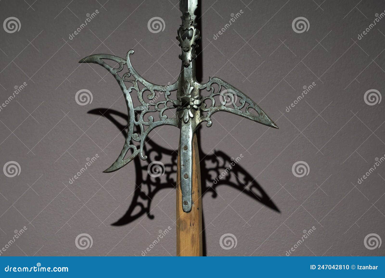 Medieval Halberd In A Medieval Castle In Italy On Blurred Background ...