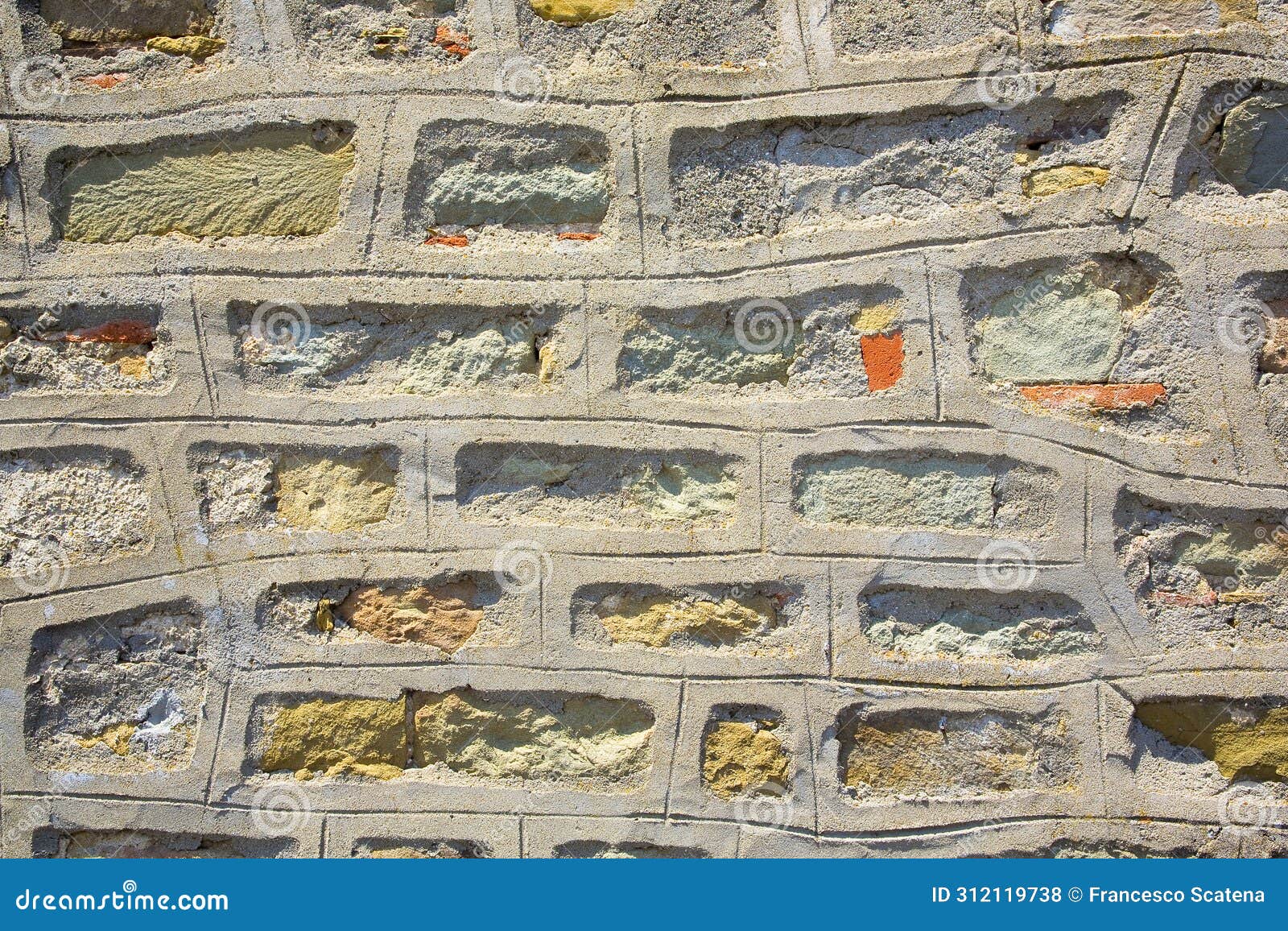 Old Medieval Italian Stone Wall, Built with Blocks, Recently Restored ...