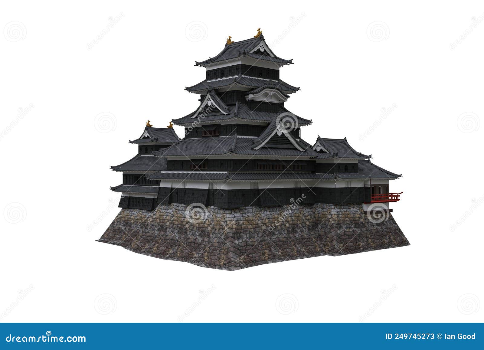 Old Medieval Japanese Castle. 3D Rendering Isolated on White Background ...