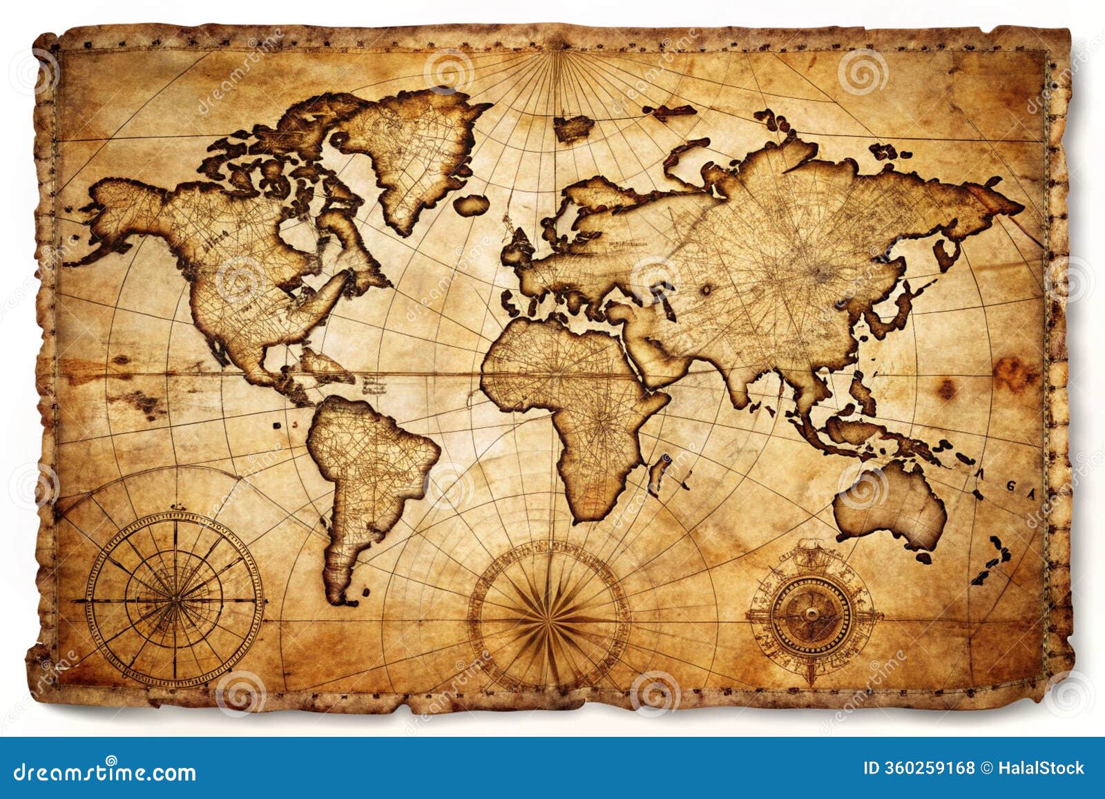 Old Medieval Nautical Europe Map. Medieval Nautical Retro Europe Map ...