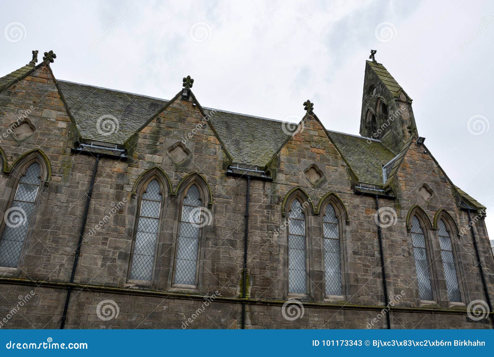 Old Medieval Scottish Stone Church with Clouds Stock Image - Image of ...