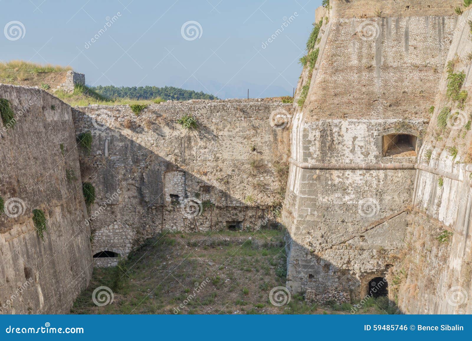 Old Medieval Stone Fort Castle Inside Stock Photo - Image of grass ...