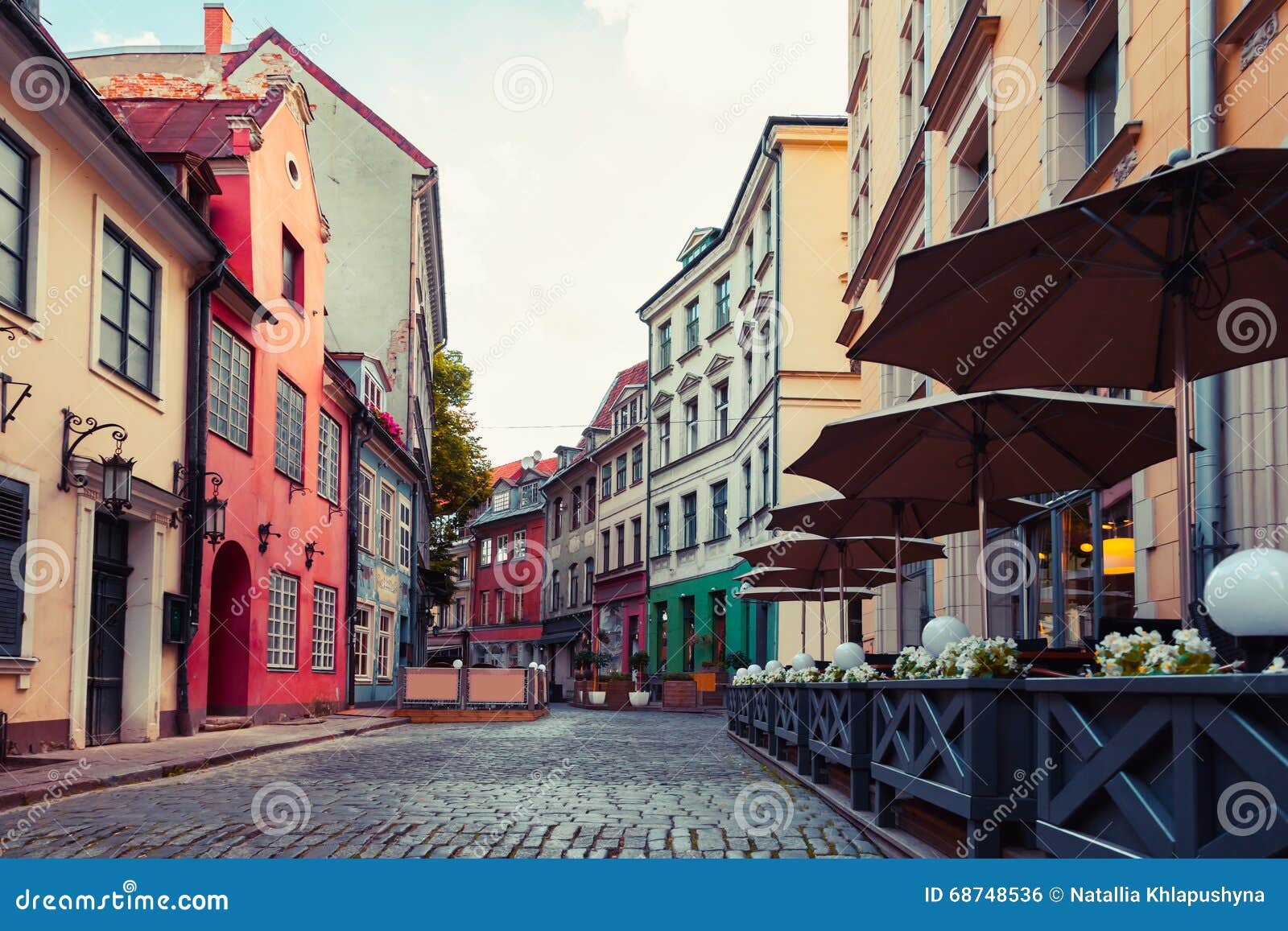 Old Medieval Street in Riga, Latvia. Stock Photo - Image of design ...
