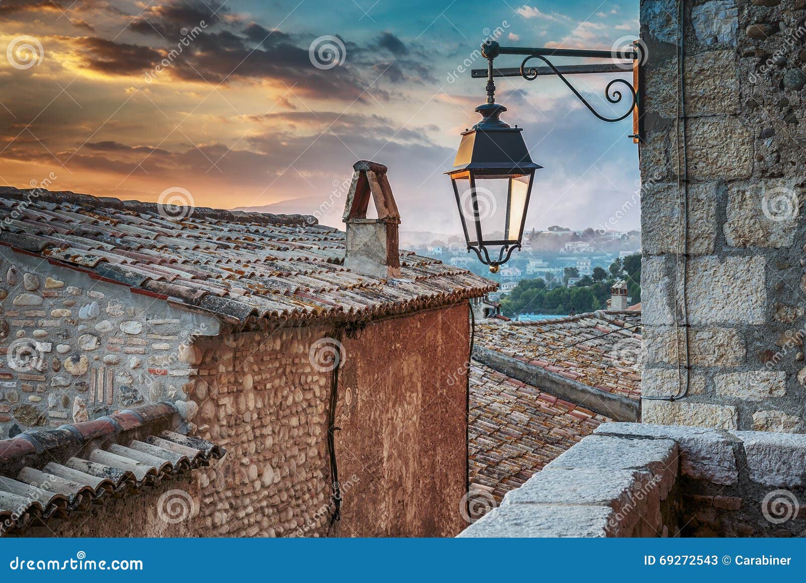 Old medieval streetlight stock image. Image of background - 69272543