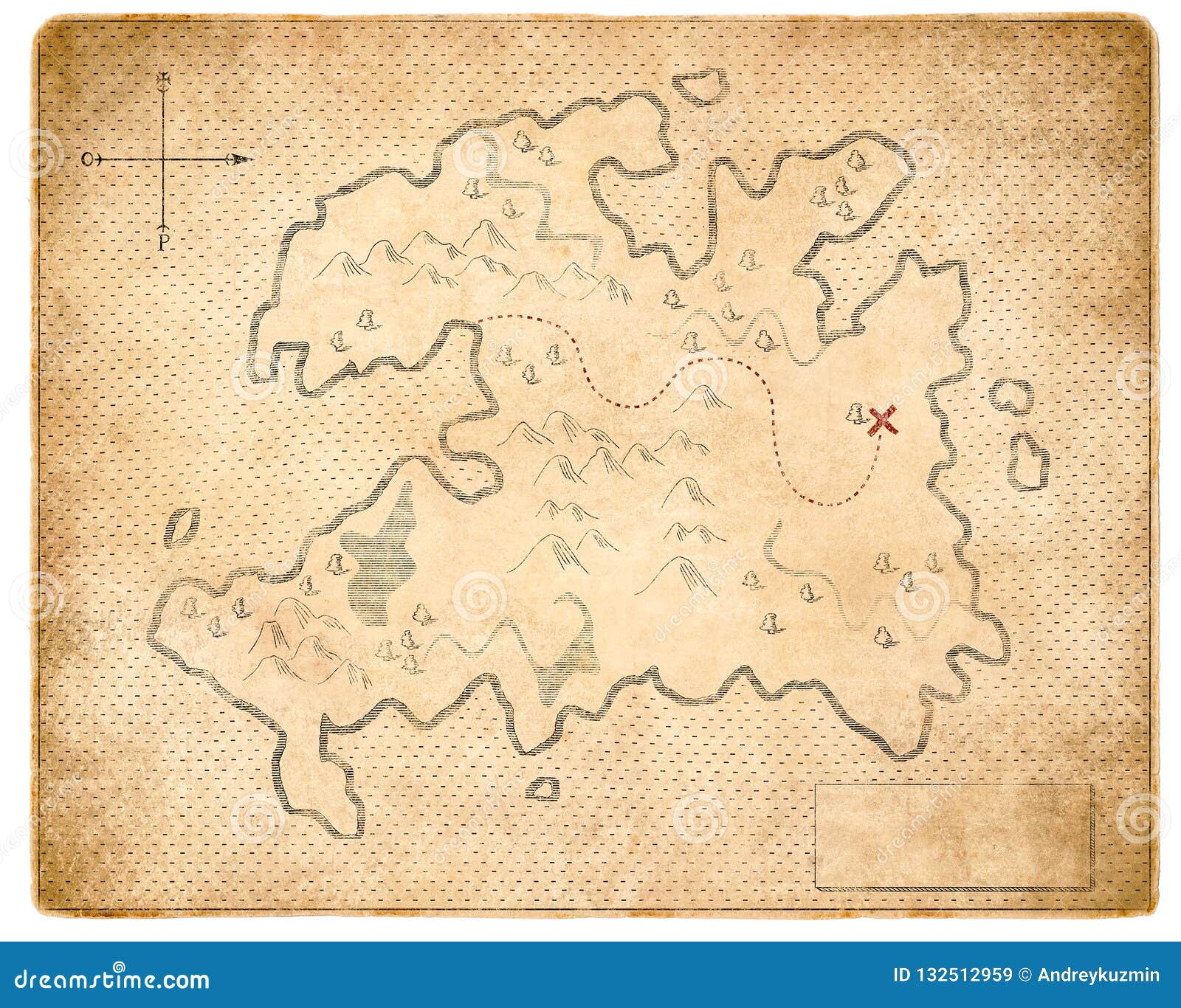 Treasure Medieval Map Page Isolated Stock Image - Image of pirates ...