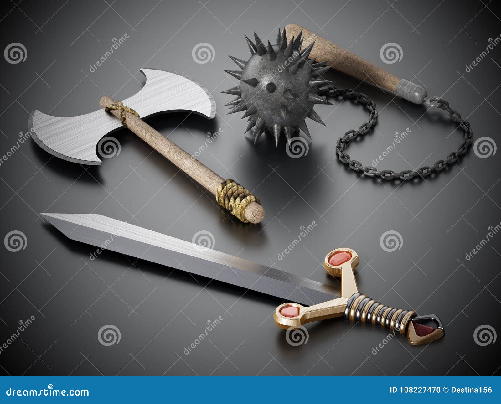 Set Of Medieval Weapons And Armors. Vector Illustration Decorative ...