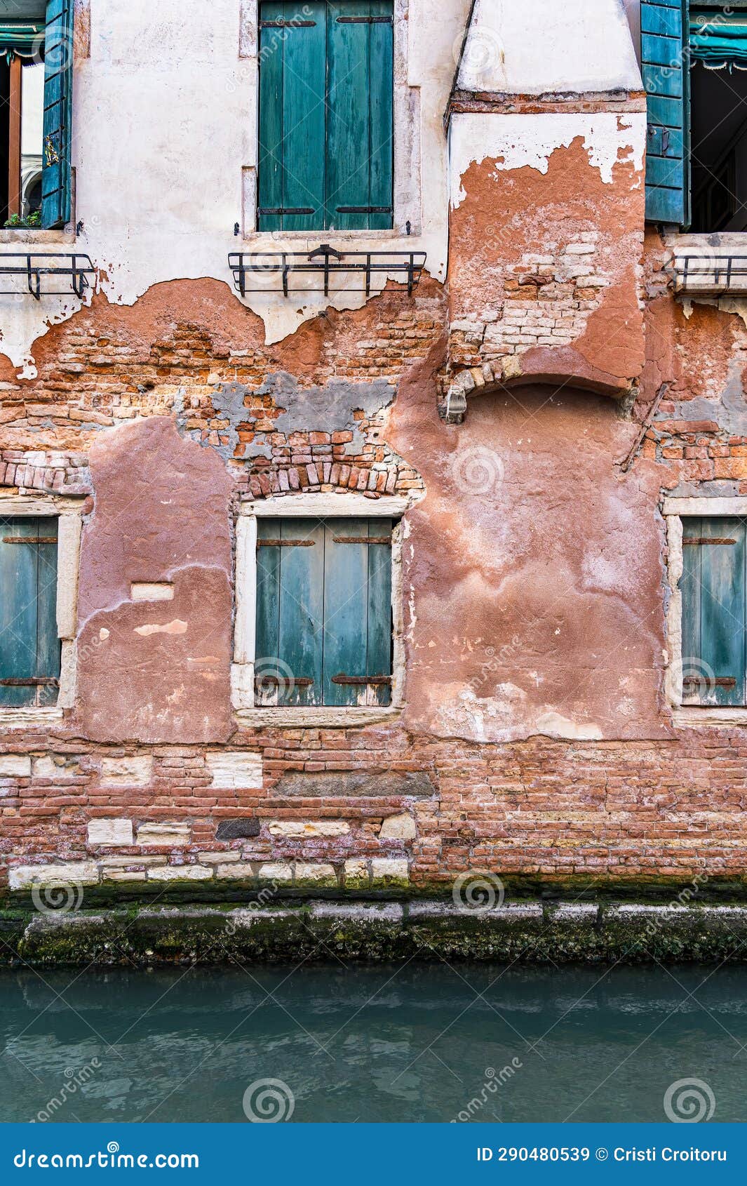 Old Medieval Worn Out Brick Wall Building in Venice, Italy Stock Image ...