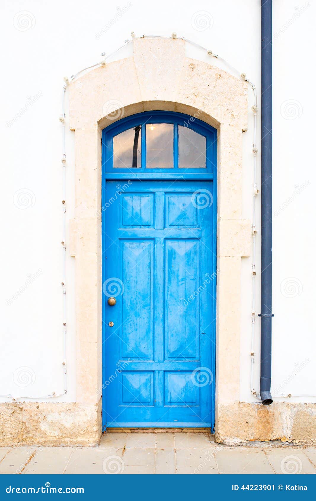 Old Mediterranean Blue Door Stock Image - Image of culture, greece ...