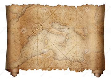 Old Medieval Mediterranean Map Scroll Isolated Stock Illustration ...