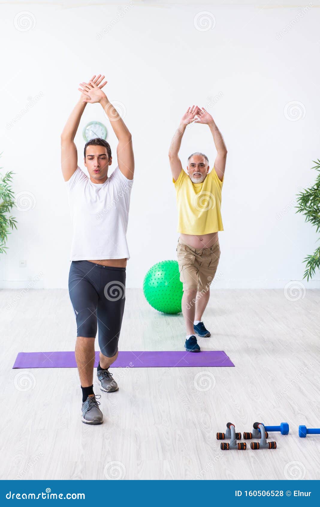 Old Man Doing Exercises Indoors Stock Photo - Image of physical ...