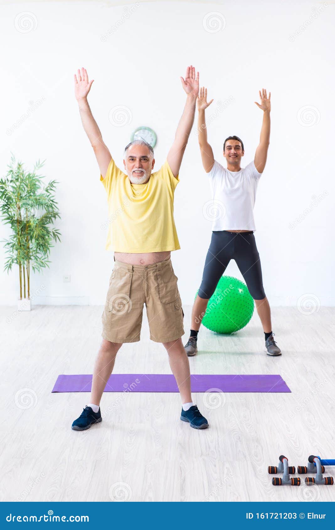 Old Man Doing Exercises Indoors Stock Image - Image of keeping ...