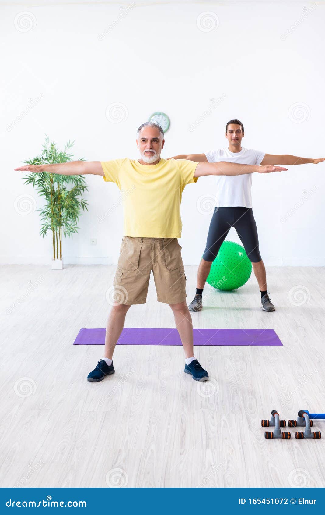 Old Man Doing Exercises Indoors Stock Photo - Image of losing ...