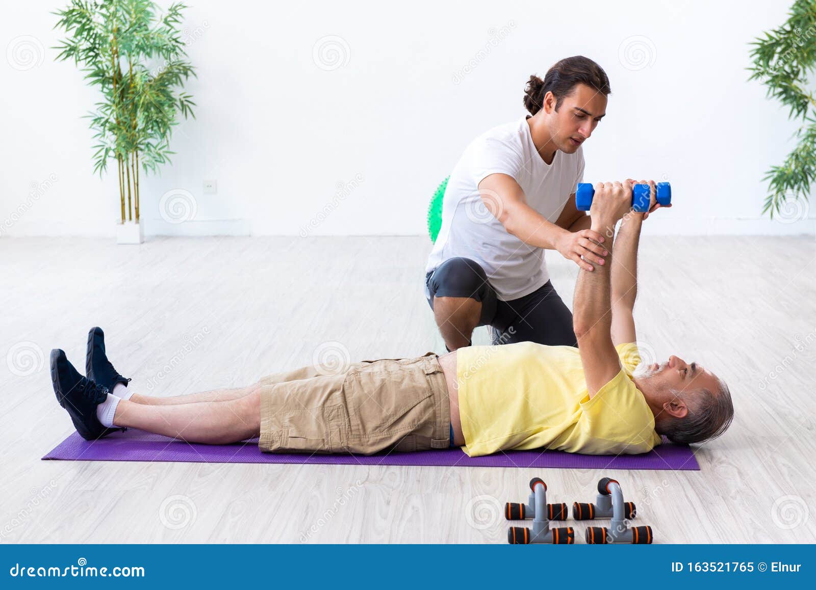 Old Man Doing Exercises Indoors Stock Image - Image of exercises ...