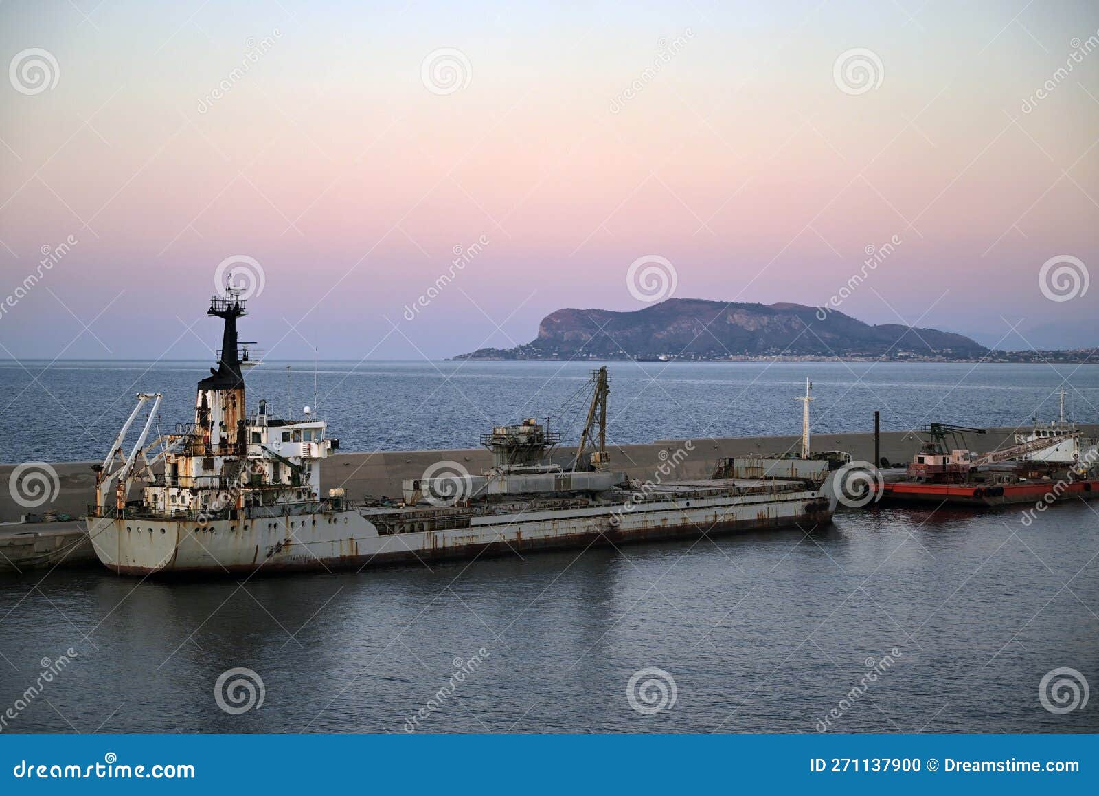 Old Merchant Ship Moored in Port. Stock Photo - Image of watercraft ...