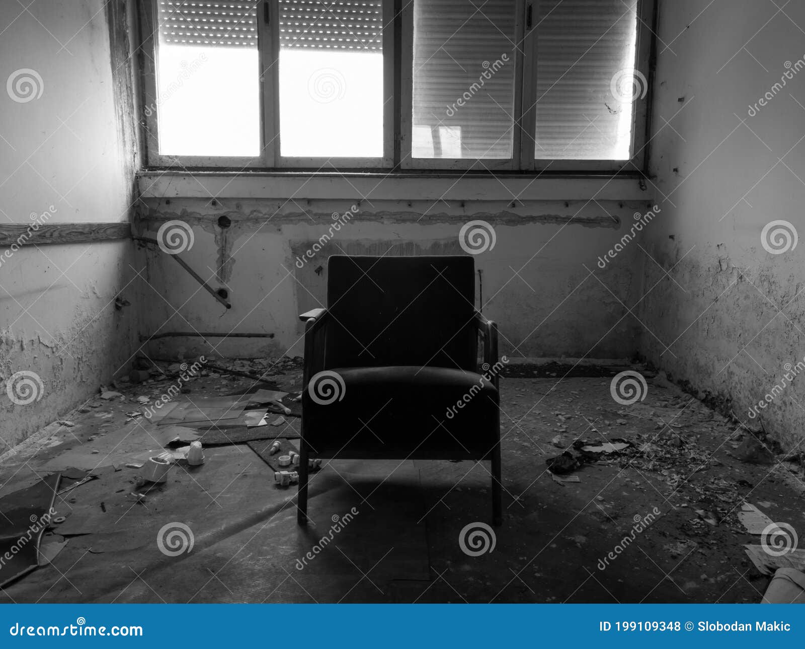 An Old Messy Abandoned Office with a Dramatic Atmosphere and with One ...