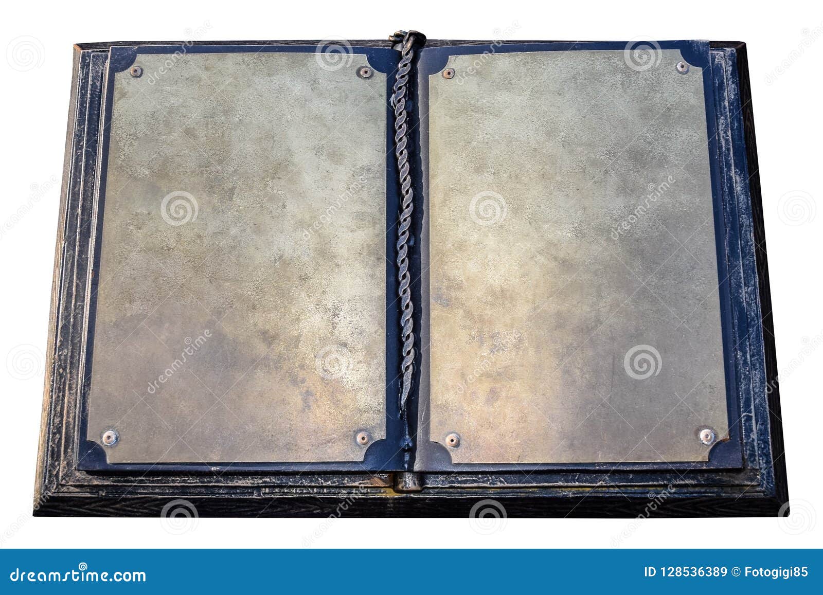 An Old Metal Book. Blank Pages of an Old Book Stock Image - Image of ...