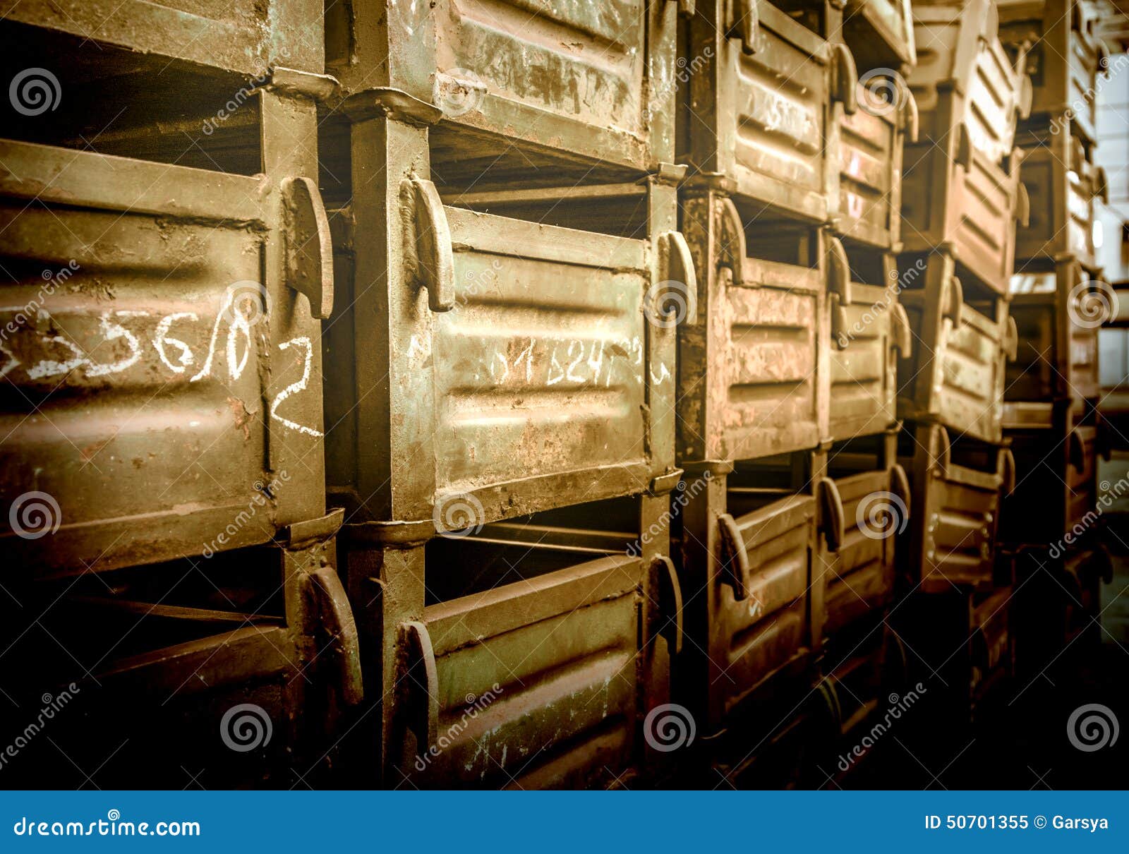 Old metal boxes stock image. Image of distribution, crates - 50701355