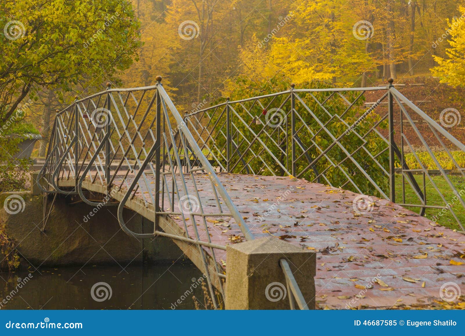 Old Metal Bridge in Autumn Park Stock Image - Image of abstract ...