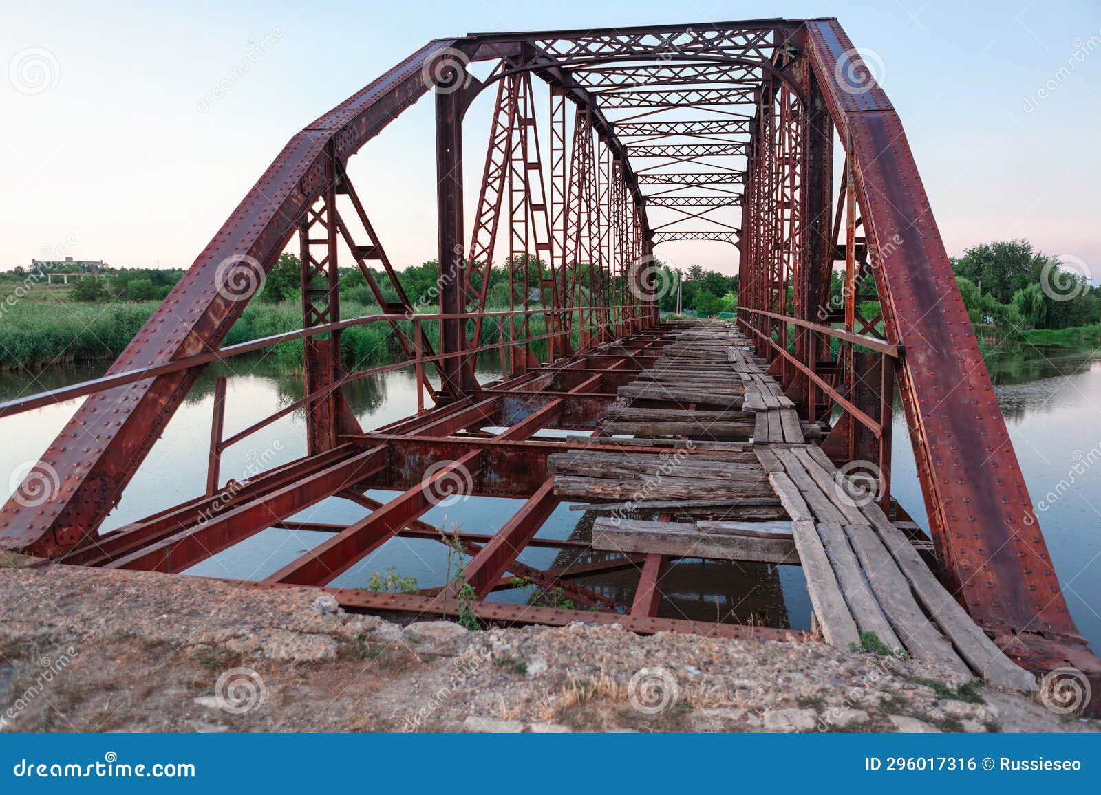 Old Metal Bridge Over the River Stock Photo - Image of building ...