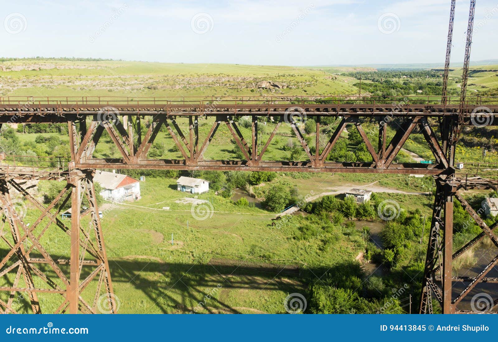 Old Metal Bridge with a Railway Stock Image - Image of construction ...