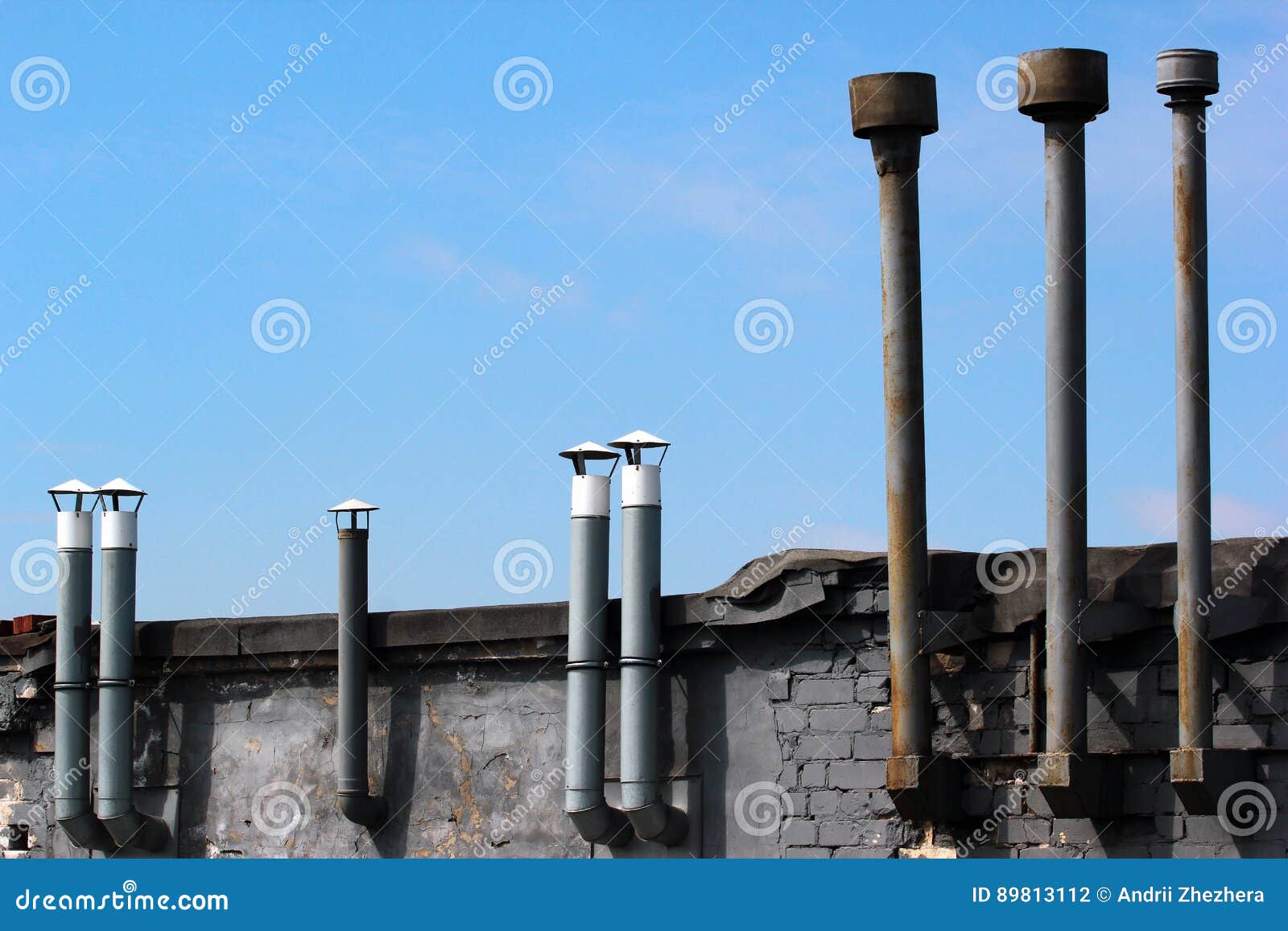 Old metal chimneys stock photo. Image of steam, deflector - 89813112