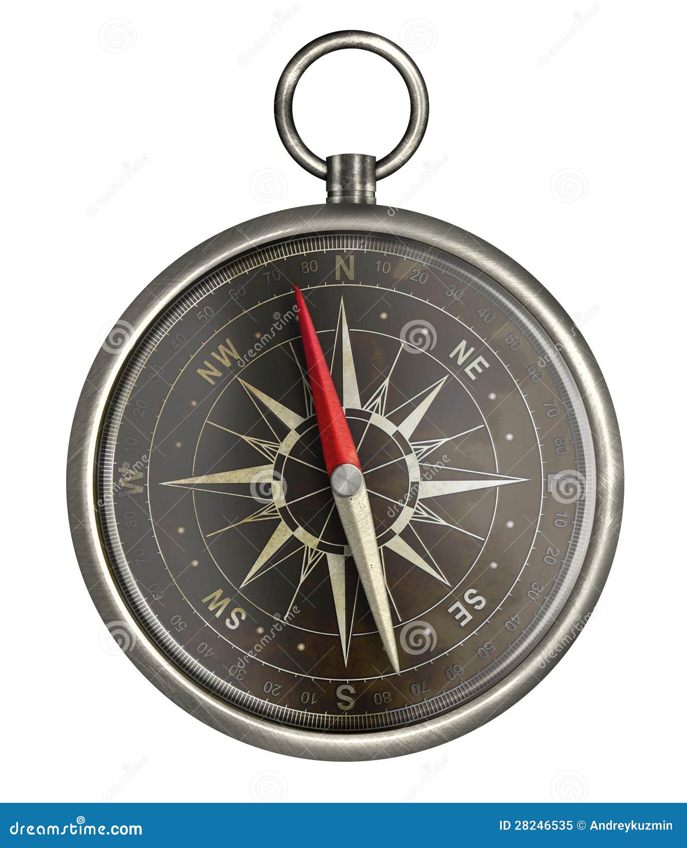 Old Metal Compass with Black Scale Isolated Stock Illustration ...
