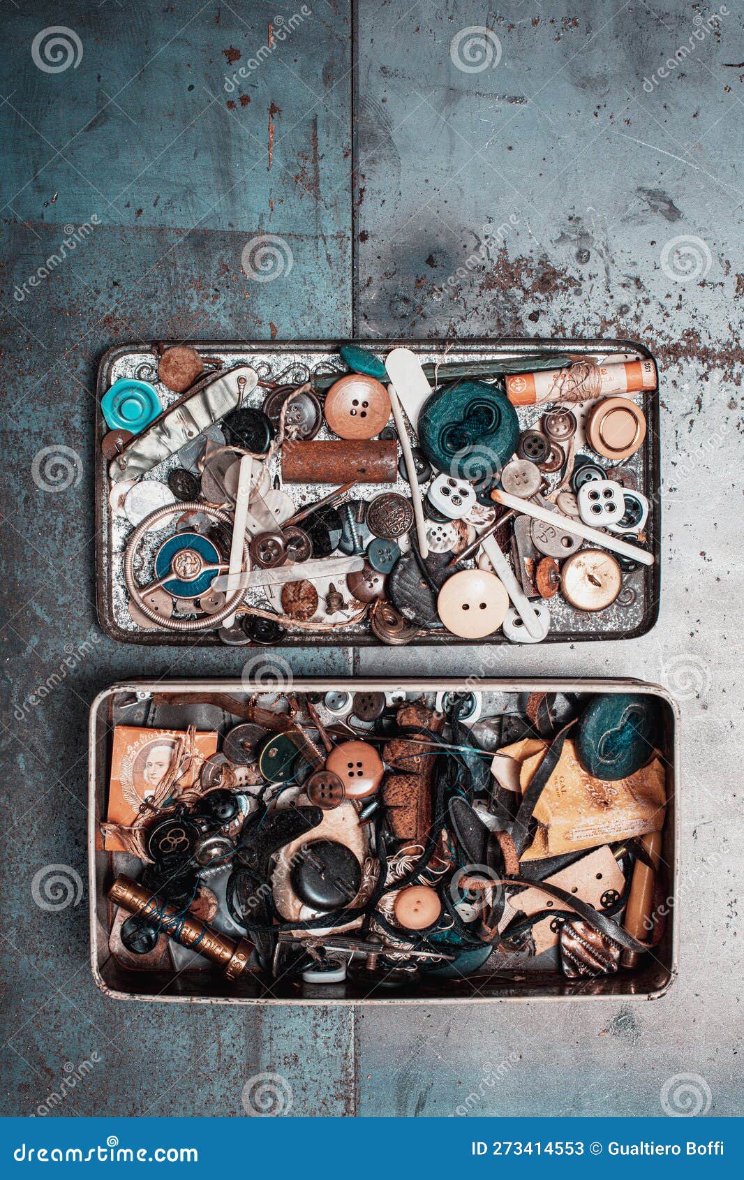 Old Metal Container Full of Buttons Stock Image - Image of forgotten ...