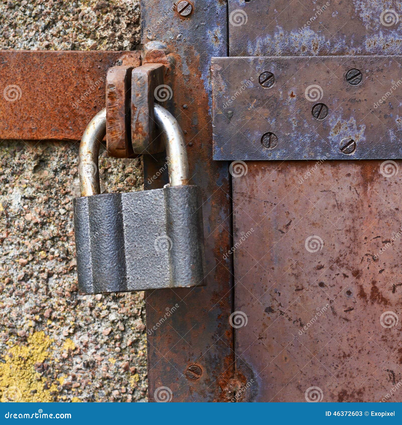 Old Metal Door Closed with a Lock Stock Image - Image of entry, access ...