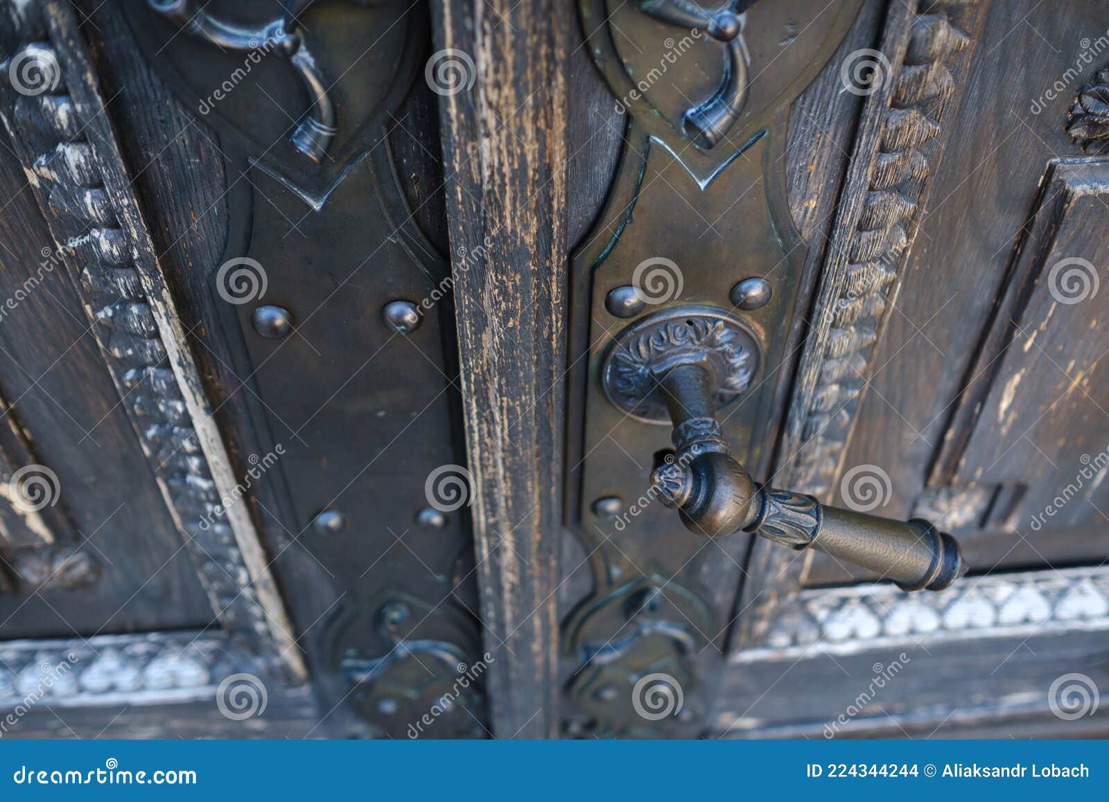 Old Metal Door Handle on the Old Door Stock Photo - Image of metal ...