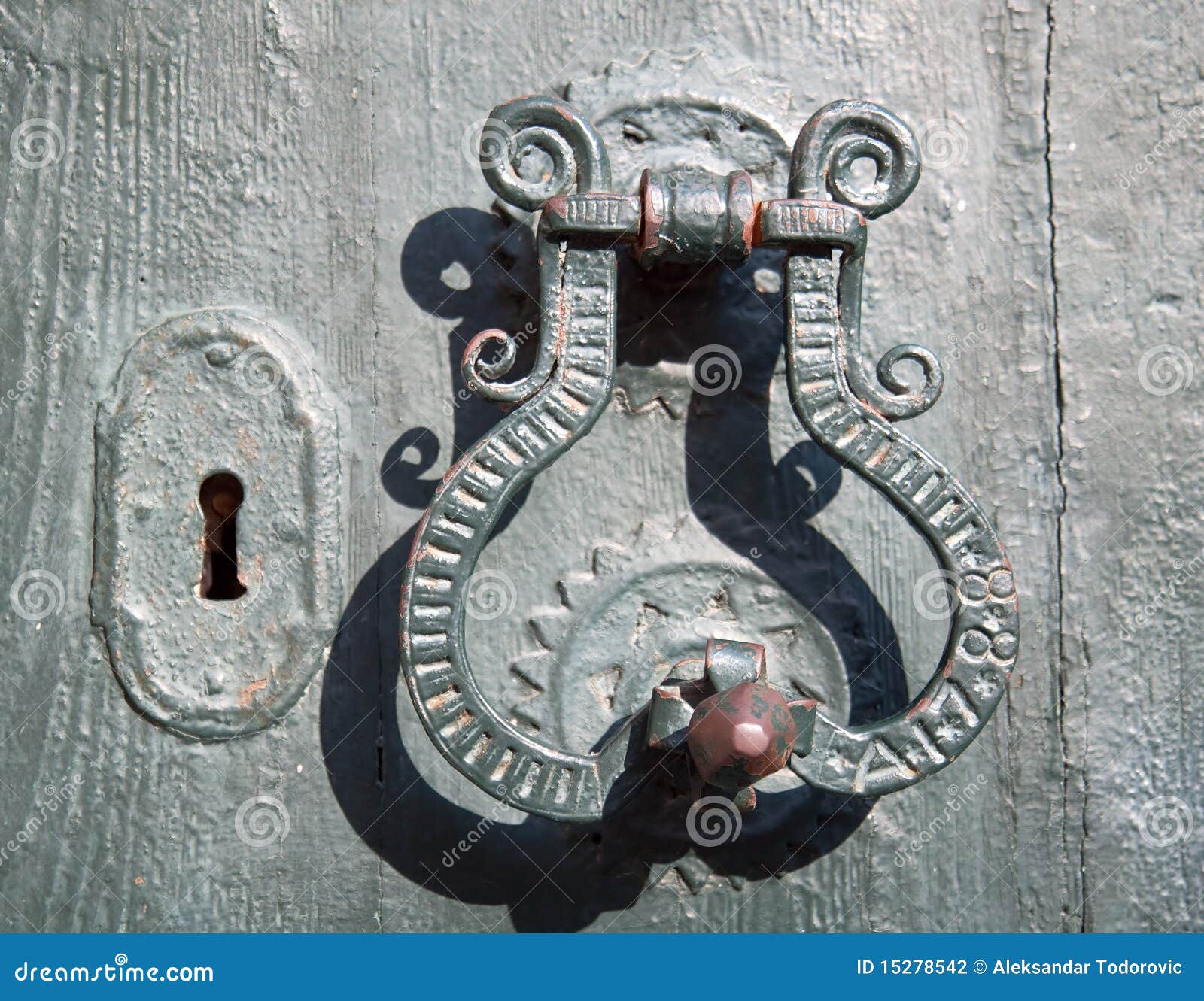Old Metal Door Handle Mediterranean Style Stock Photo - Image of iron ...
