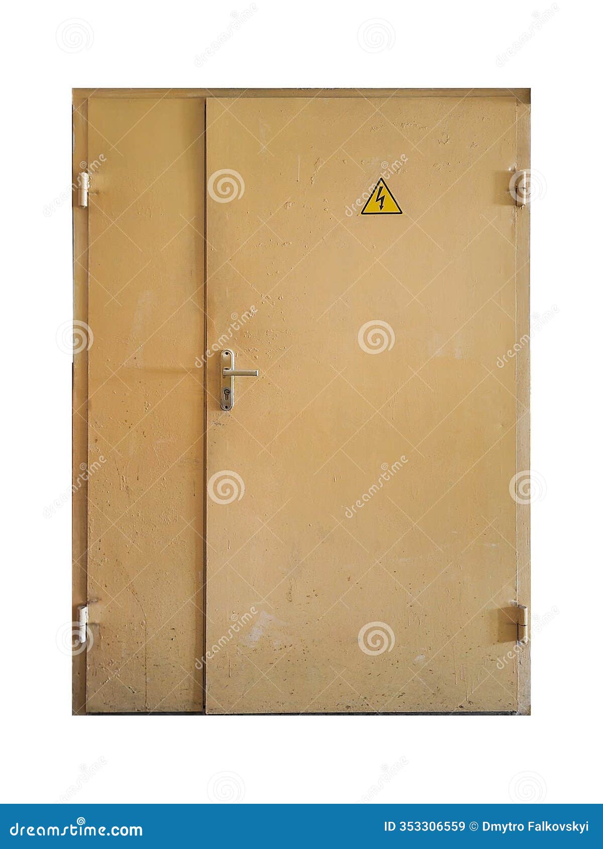 Old Metal Doors Wits High-voltage Sign is Isolated on White Background ...