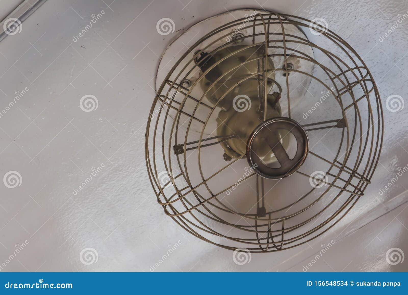 Old Metal Fan Electric on Ceiling. Stock Photo - Image of breeze ...
