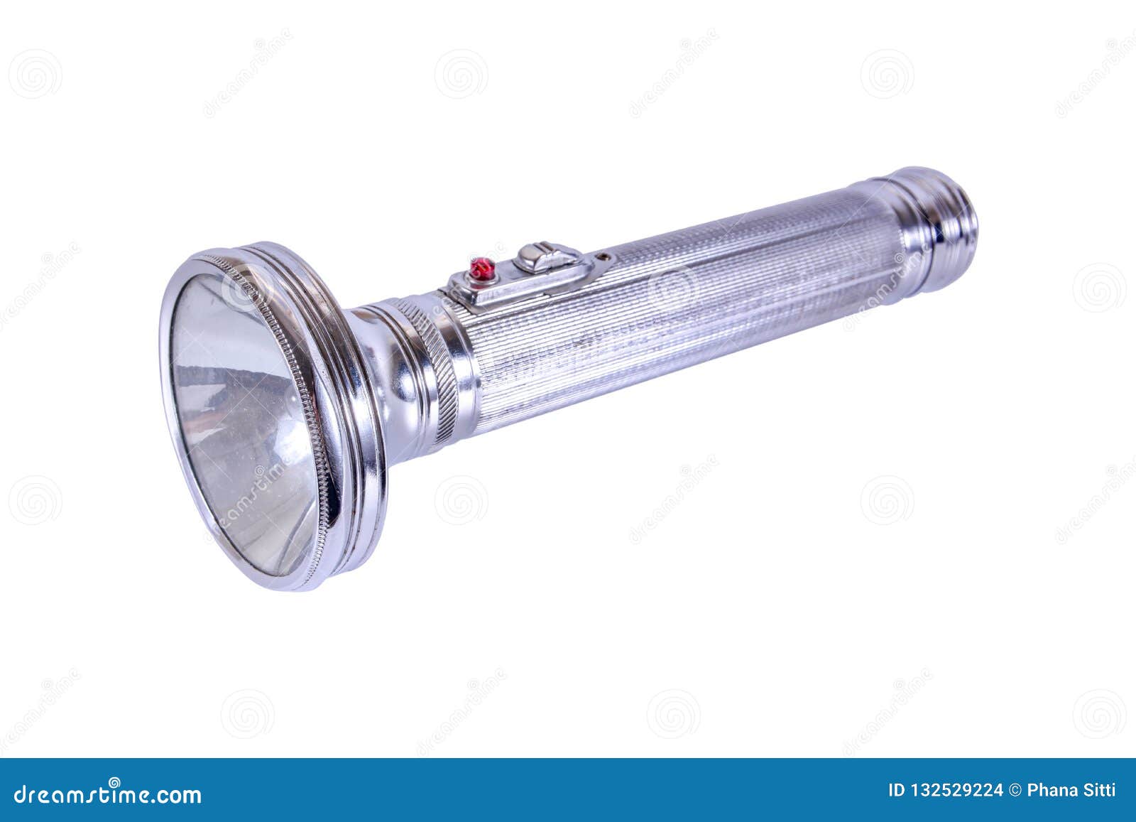 Old Metal Flashlight Isolated on White, Antique Flashlight Stock Photo ...