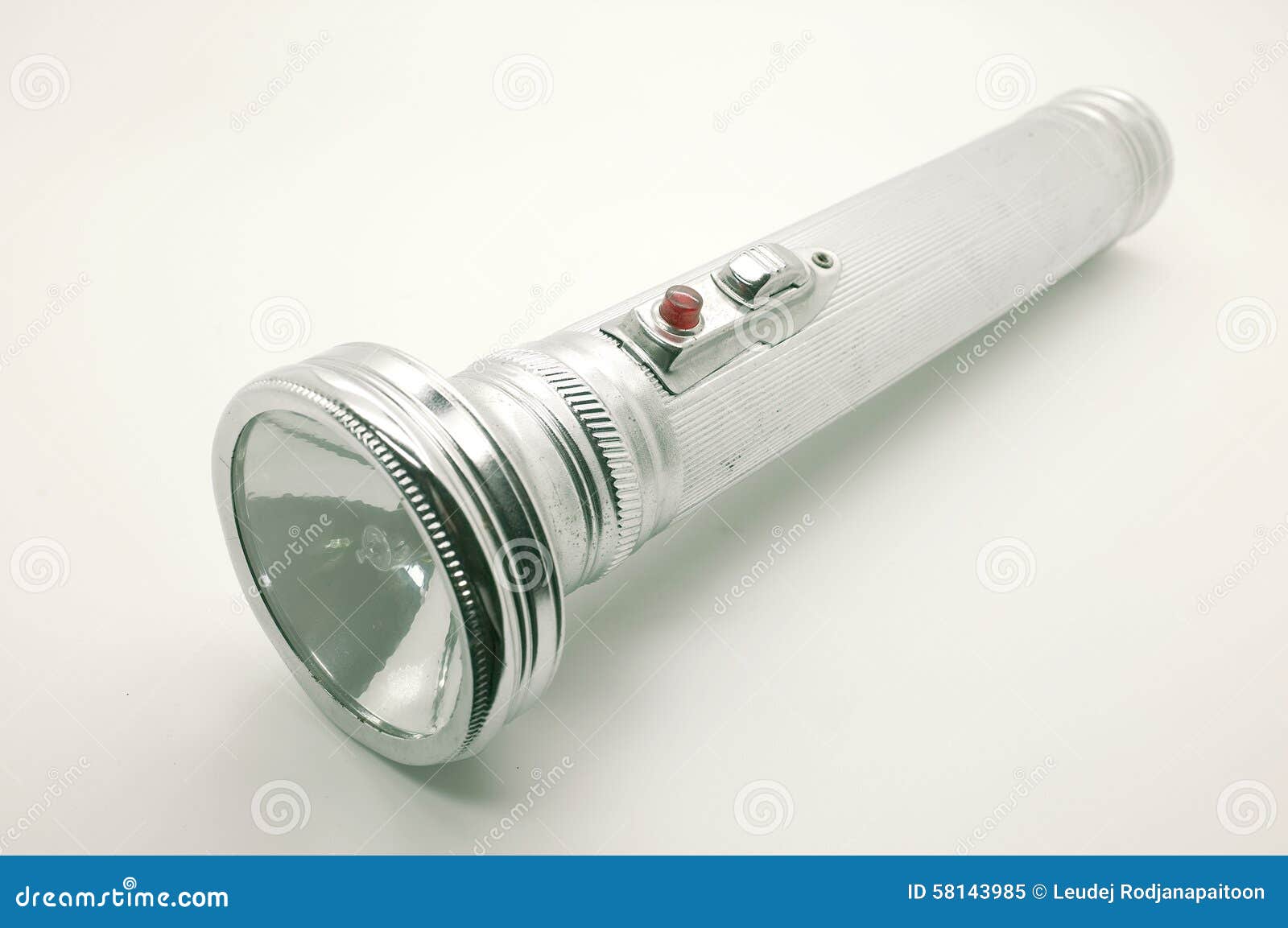Old Metal Flashlight, Silver Torch Stock Image - Image of lantern, hand ...