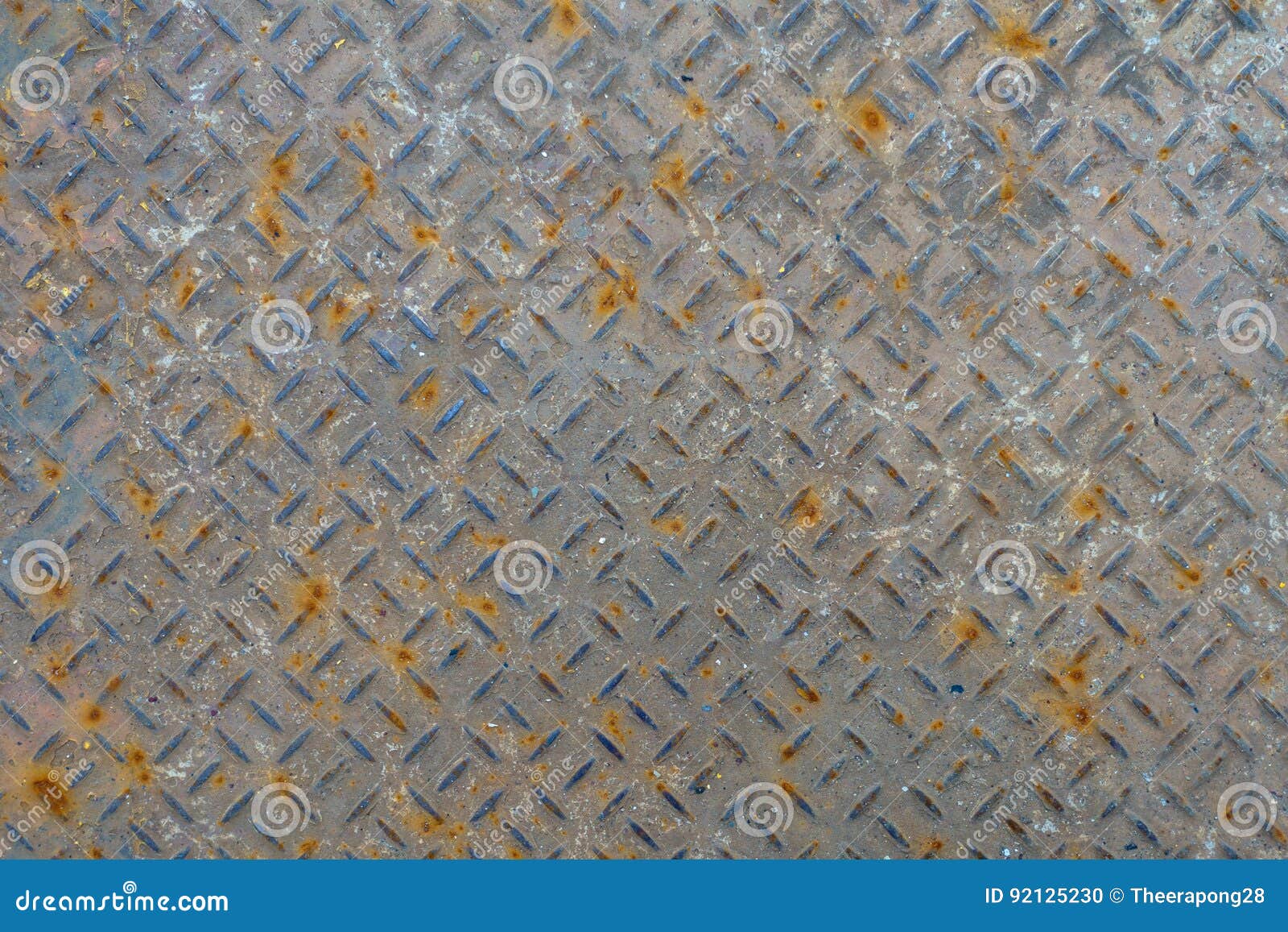 Old Metal Floor Plate with Diamond Pattern and Rusty Background Stock ...